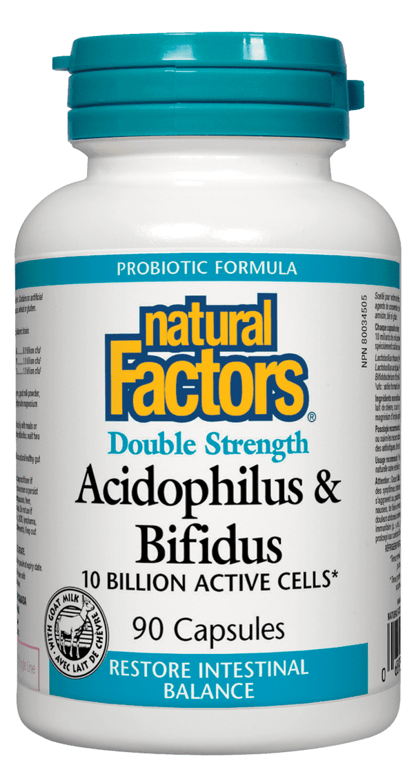 Natural Factors Acidophilus & Bifidus Double Strength 10 Billion Activ