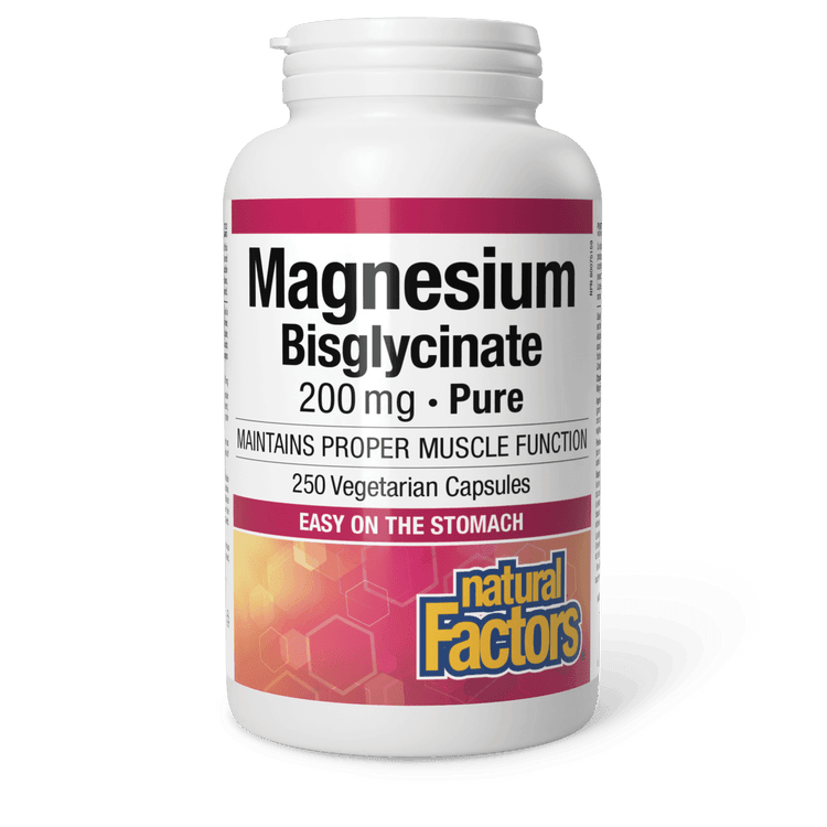 Natural Factors Magnesium Bisglycinate Pure 200mg 250 Veg Capsules
