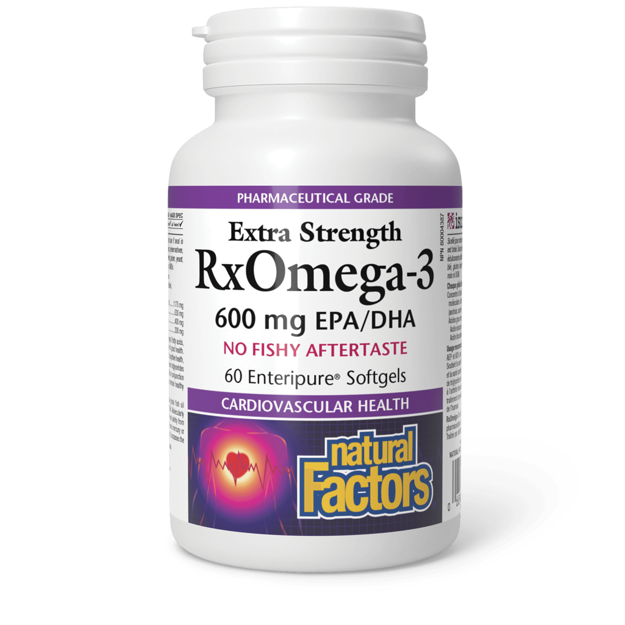 Natural Factors RxOmega-3 Extra Strength 600mg 60 Softgels