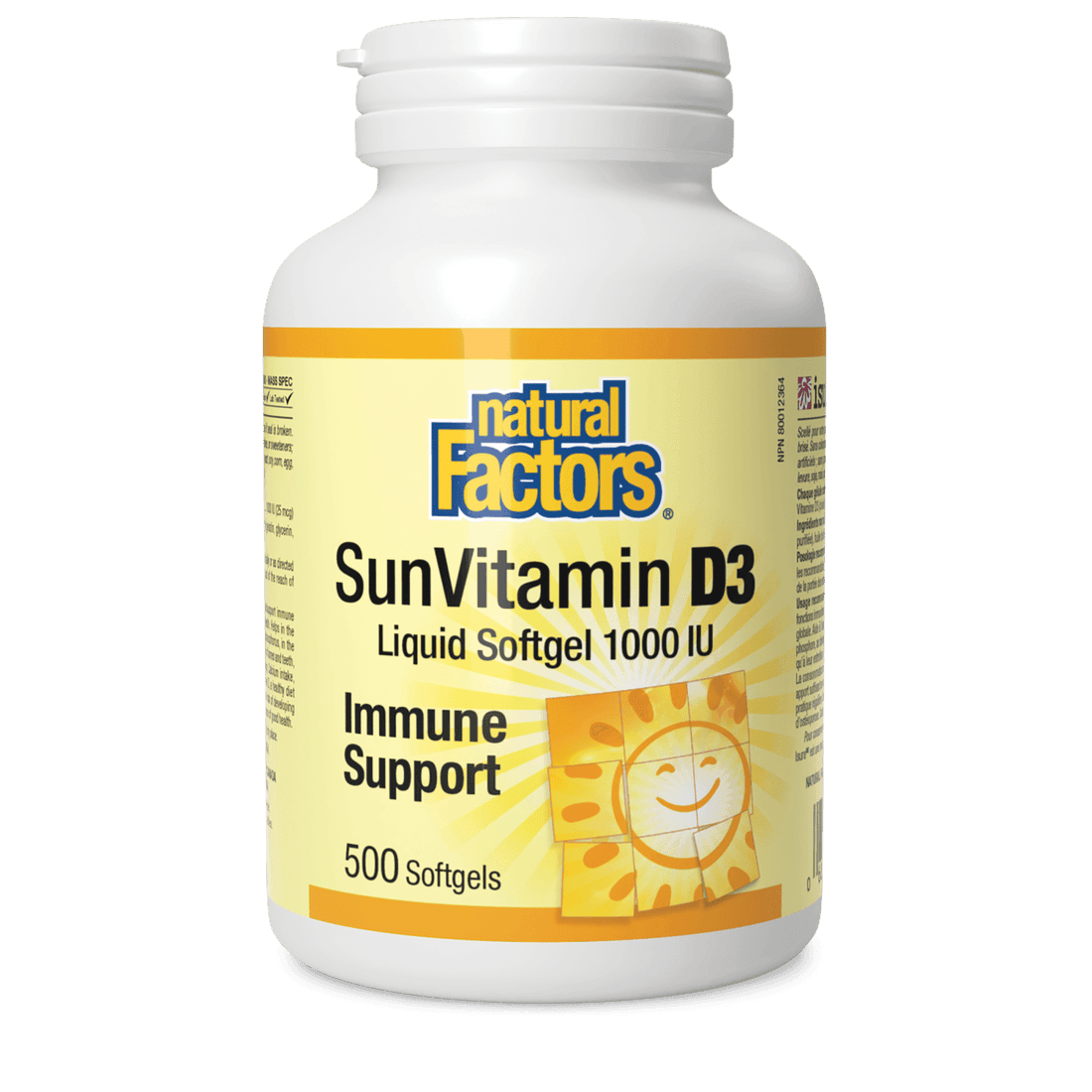 Natural Factors Sun Vitamin D3 1000IU 500 Softgels