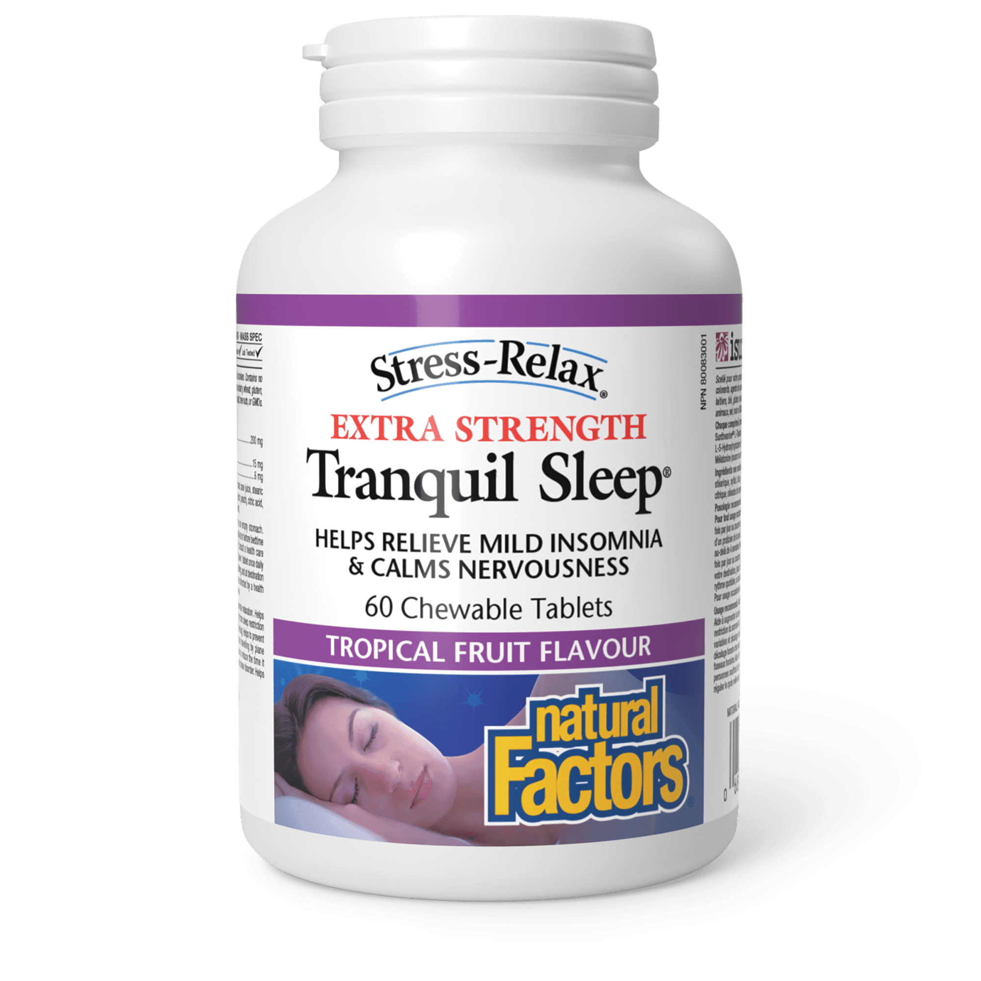 Natural Factors Tranquil Sleep Extra Strength Tropical Fruit Stress-Re