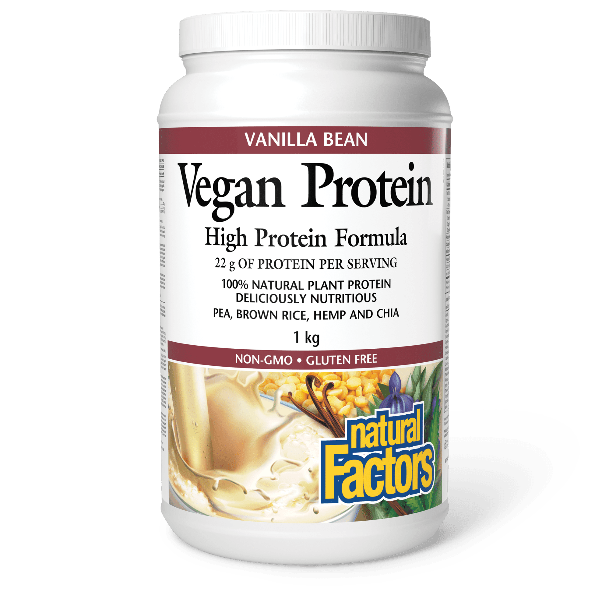 Natural Factors Vegan Protein High Protein Formula Vanilla Bean 1kg