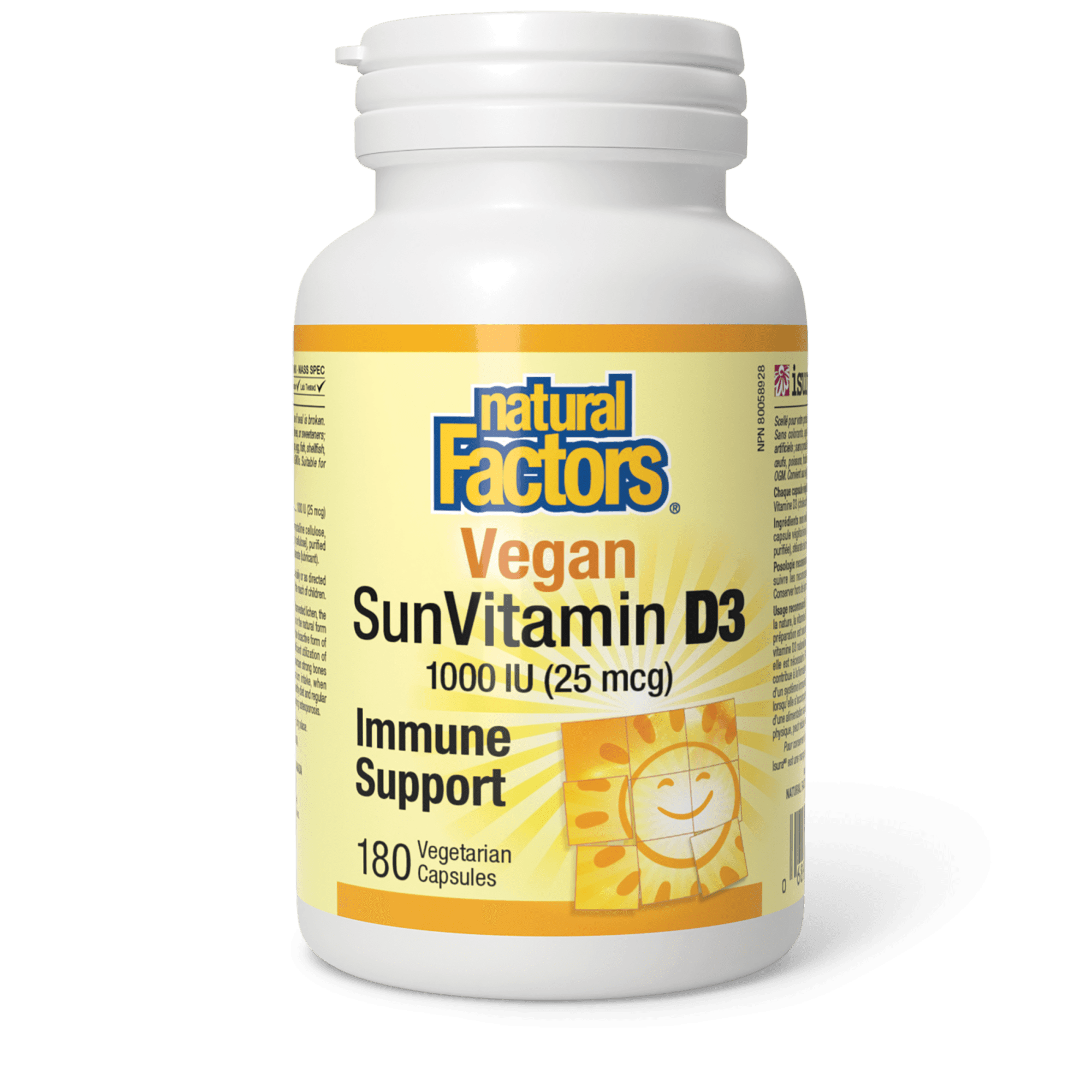 Natural Factors Vegan Sun Vitamin D3 1000IU 180 Veg Capsules