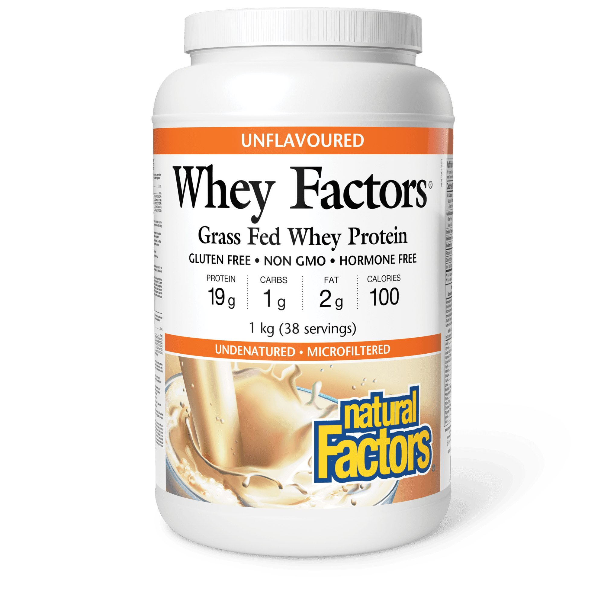 Natural Factors Whey Factors Grass Fed Whey Protein Unflavoured 1kg