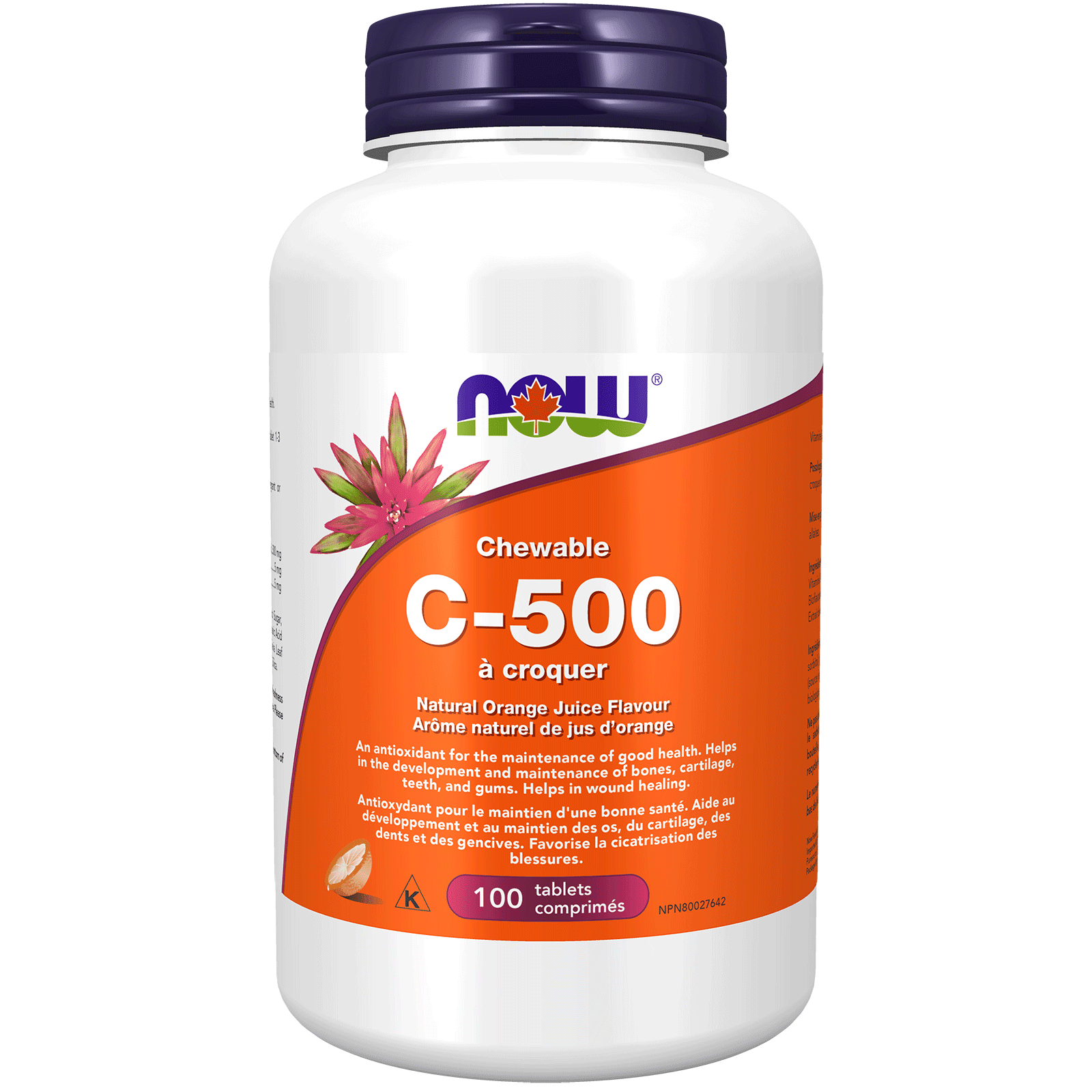 NOW C-500 Orange Chewable 100 Tablets