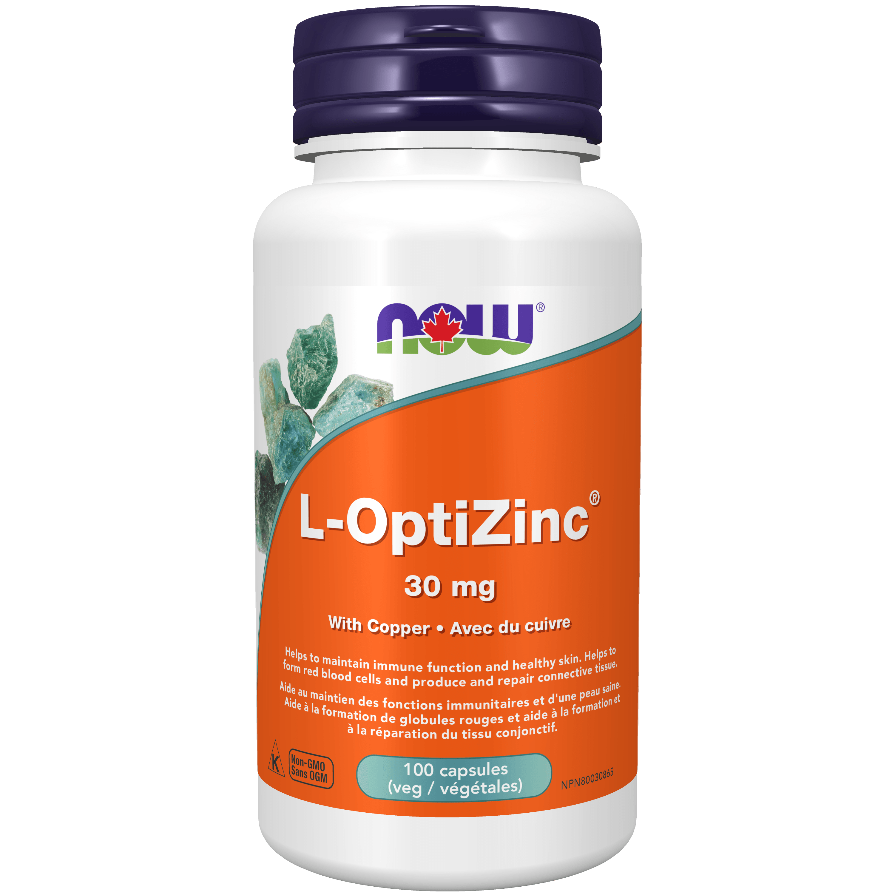 NOW L-OptiZinc 30mg 100 Veg Capsules