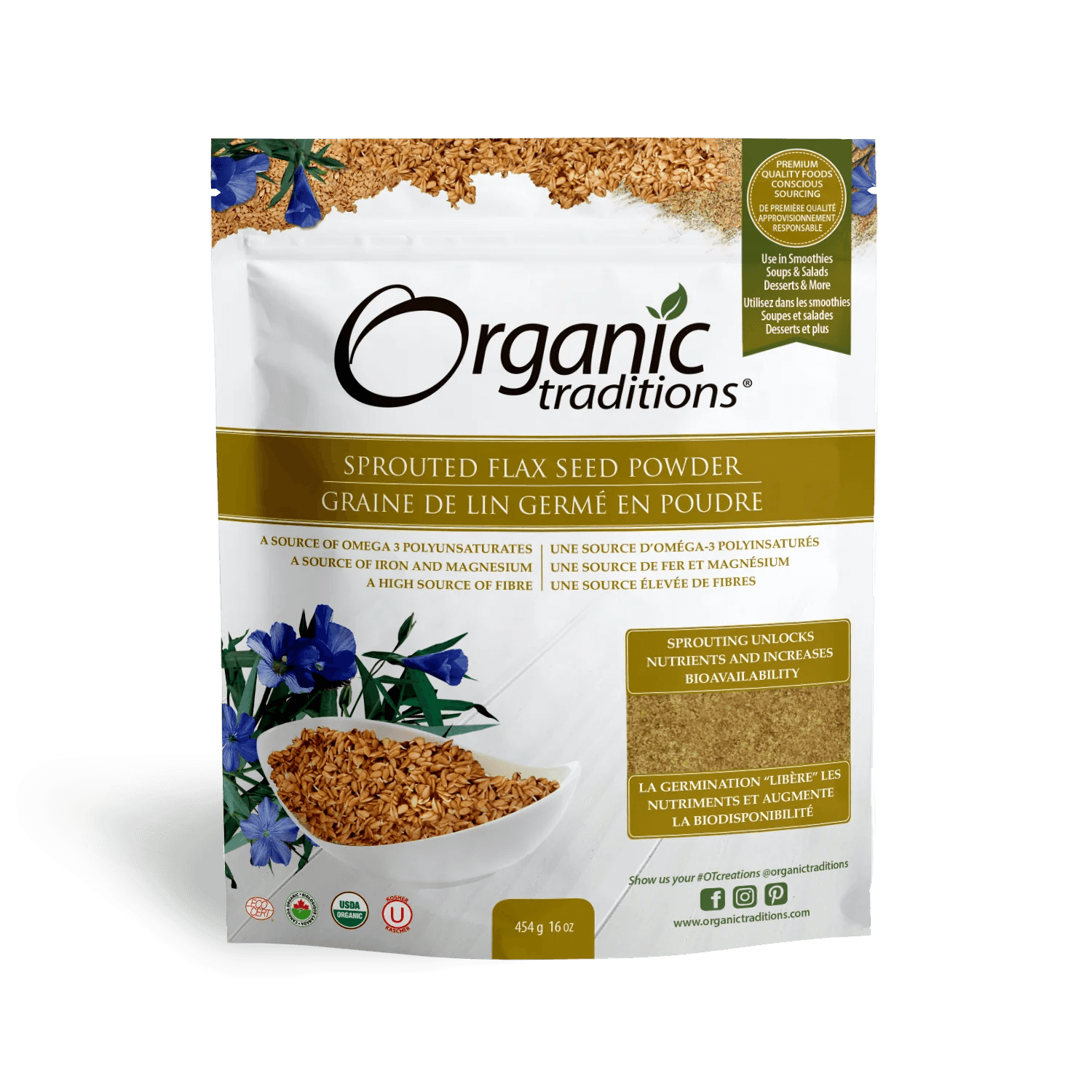 Organic Traditions Sprouted Flax 454g