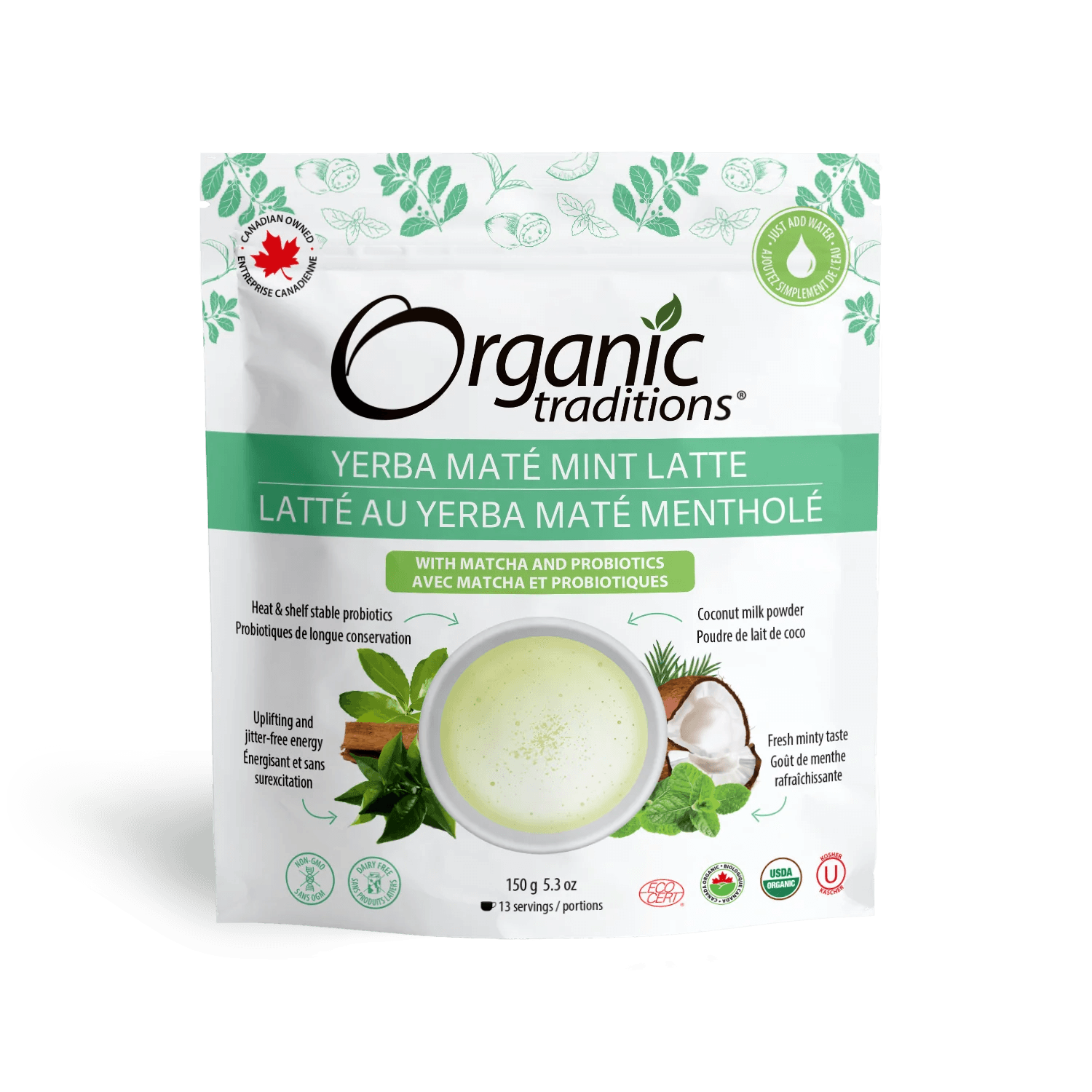Organic Traditions Yerba Mate Mint Latte 150g