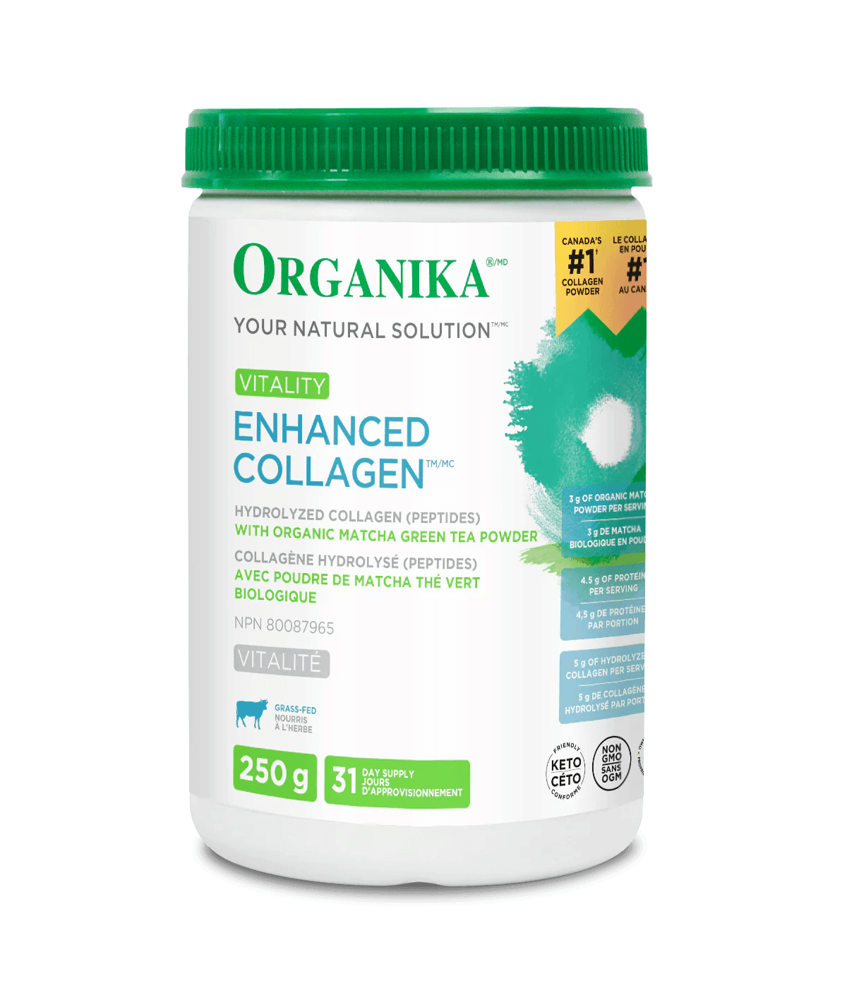 Organika Enhanced Collagen Vitality Matcha 250g