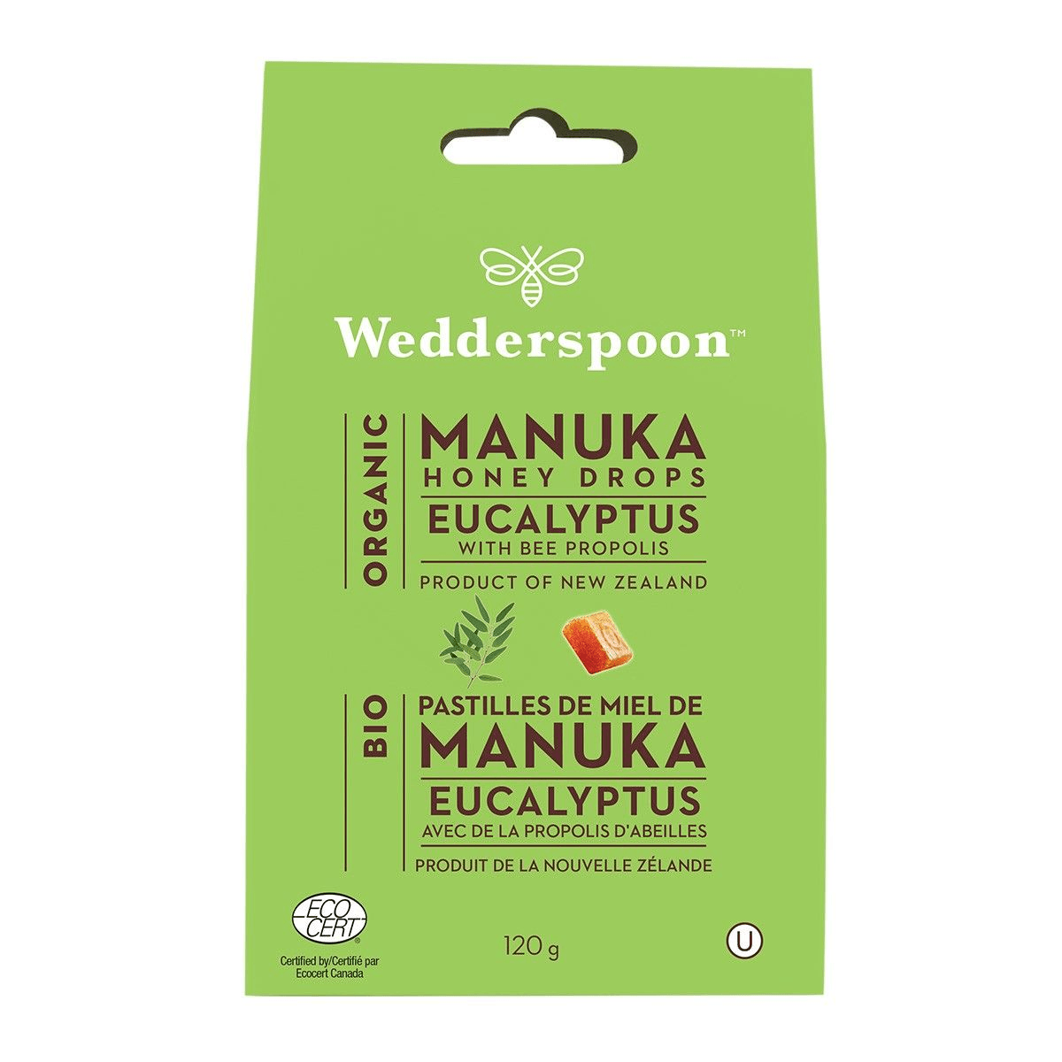 Wedderspoon Organic Manuka Honey Drops Eucalyptus 120g